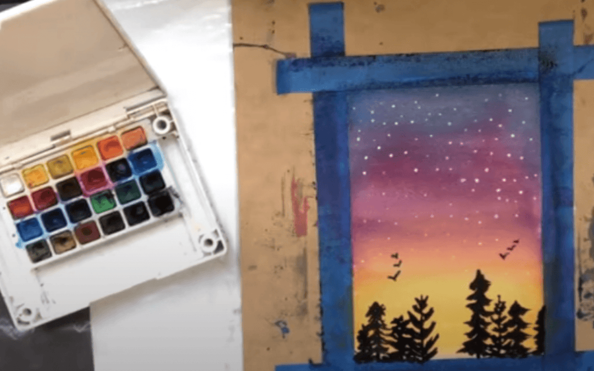 DIY Sunset Sky Watercolor Painting Easy For Kids and Adults | Artezaar ...