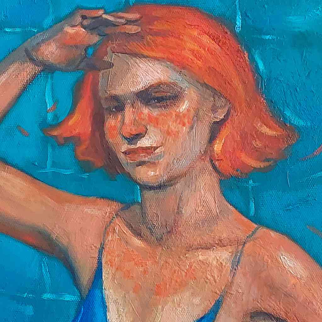 By The Pool | Oil Painting | Artezaar.com Online Art Gallery Dubai