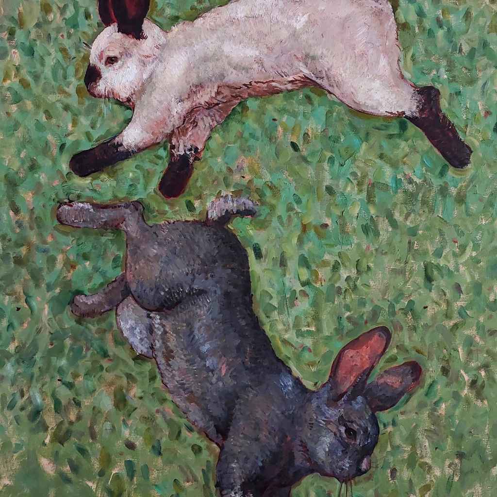 Chasing Luck | Rabbits Oil Painting | Artezaar.com Online Art Gallery Dubai