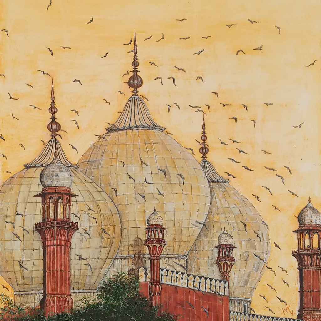 Circumambulation | Mosque Acrylic Painting | Artezaar.com Art Gallery ...