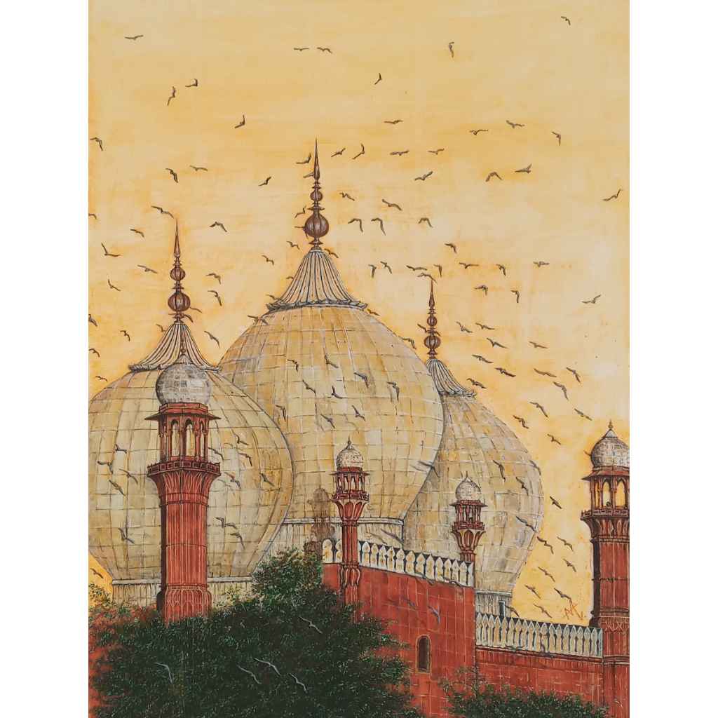 Circumambulation | Mosque Acrylic Painting | Artezaar.com Art Gallery ...