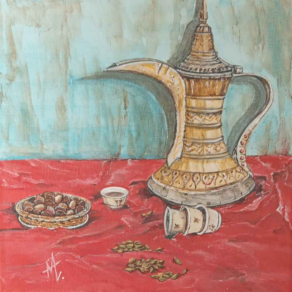 Dallah Coffee Pot Acrylic Painting | Artezaar.com Online Art Gallery Dubai