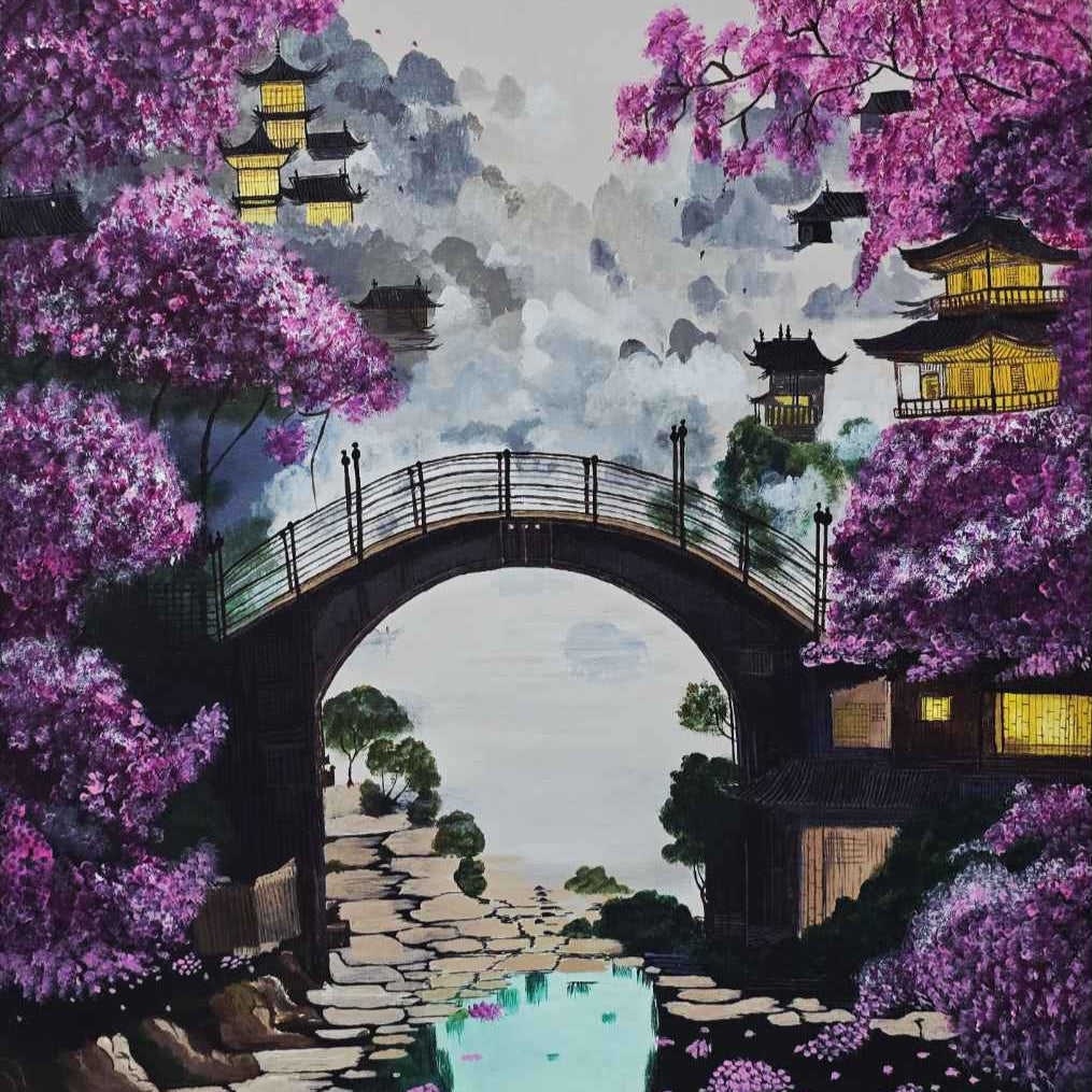 Dream of Sakura | Acrylic Painting | Artezaar.com Art Gallery Dubai ...