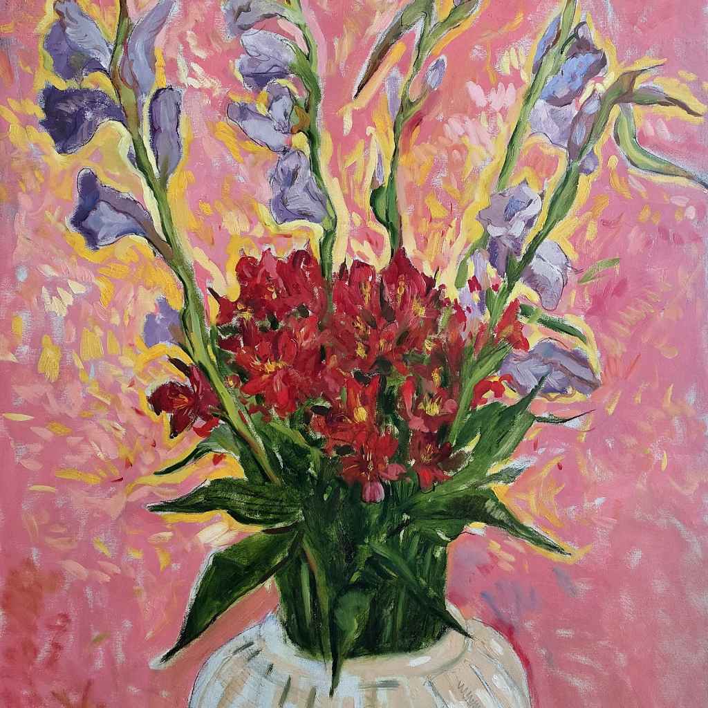 Gladioli and Alstroemeria | Still Life Oil Painting | Artezaar.com ...