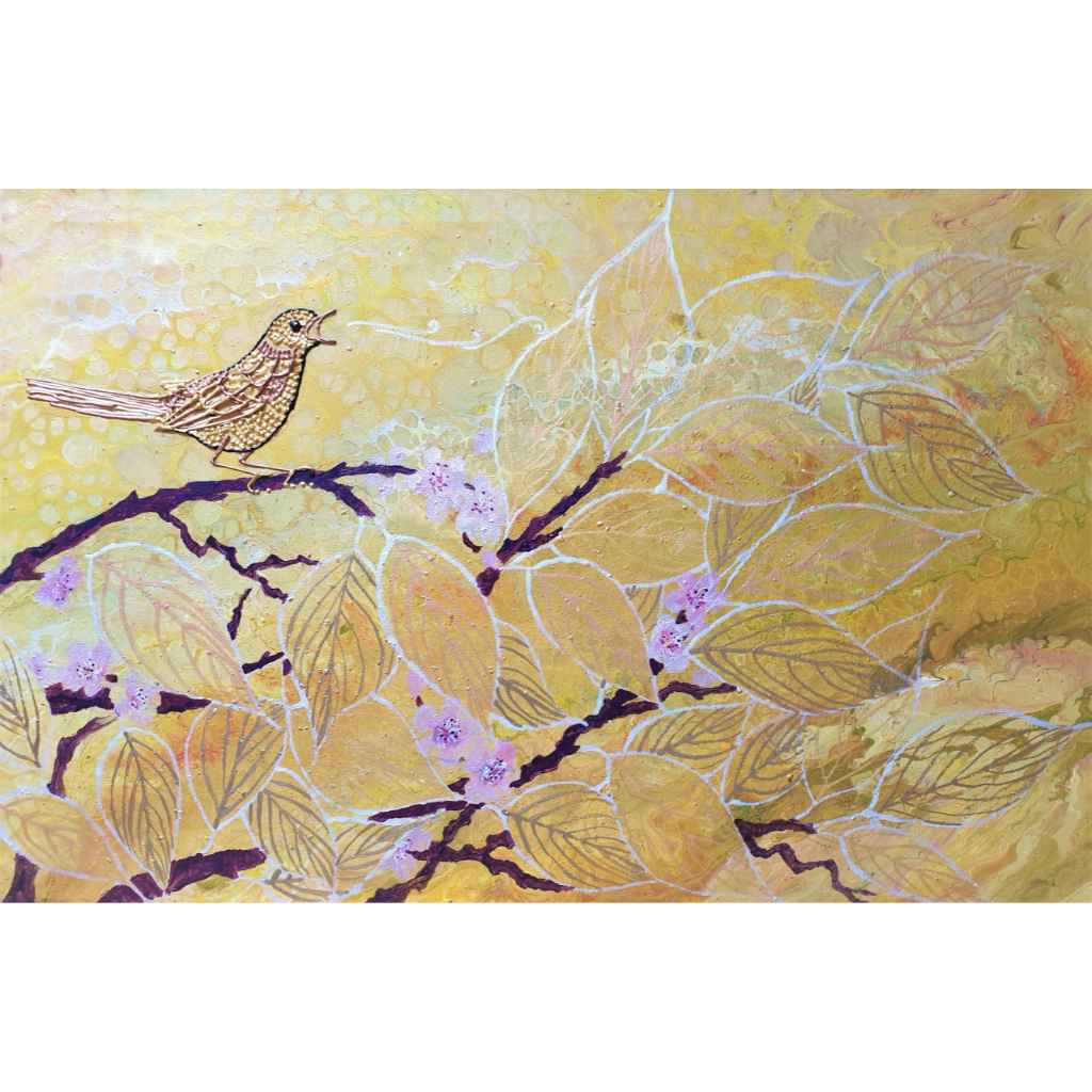Gold Nightingale | Acrylic Painting | Artezaar.com Art Gallery Dubai ...