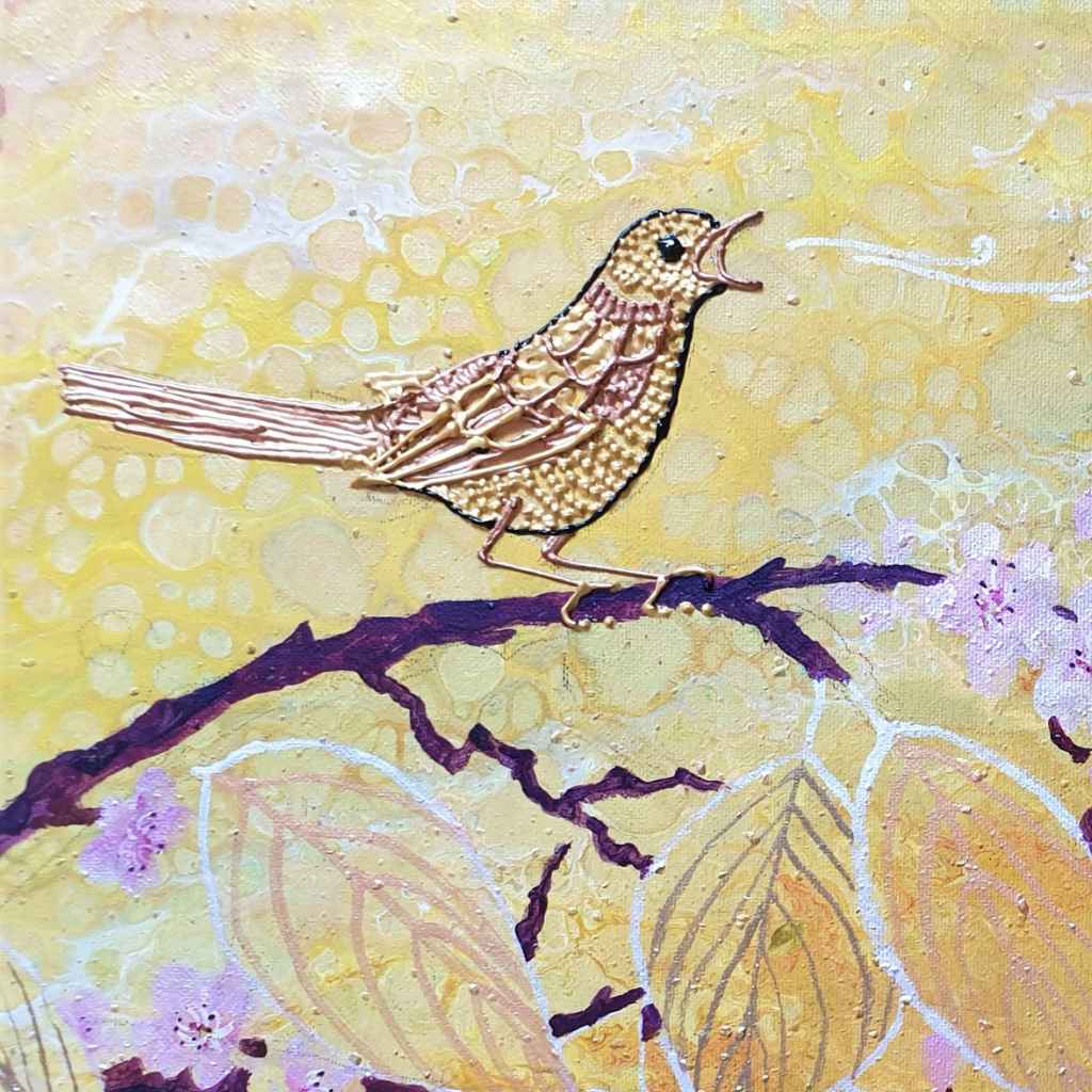 Gold Nightingale | Acrylic Painting | Artezaar.com Art Gallery Dubai ...