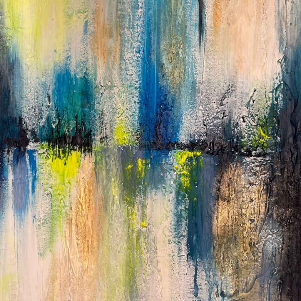 Neon Cascade | Mixed Media Painting | Artezaar.com Art Gallery Dubai ...