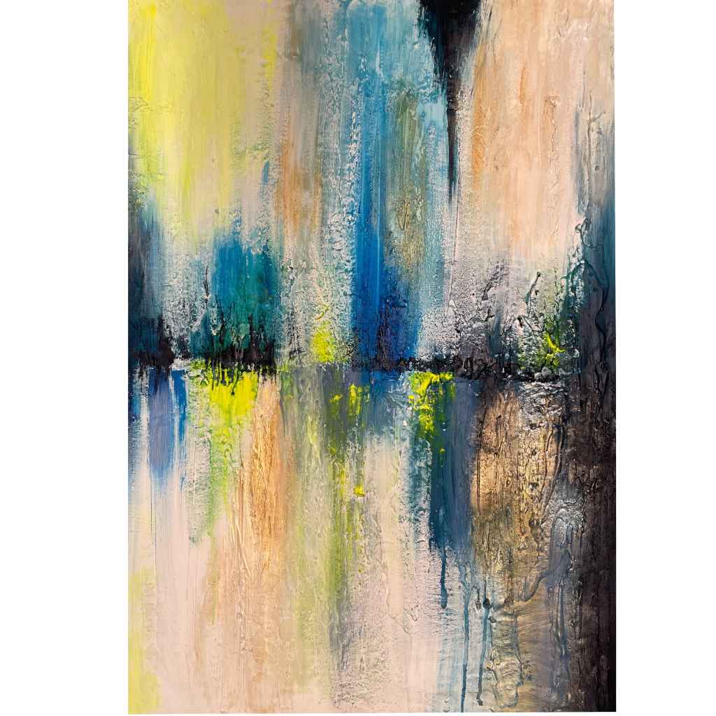Neon Cascade | Mixed Media Painting | Artezaar.com Art Gallery Dubai ...