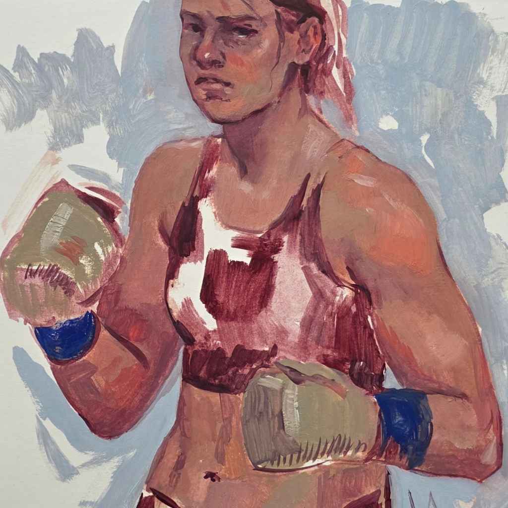 Portrait of Female Boxer Oil Painting | Artezaar.com Art Gallery Dubai ...