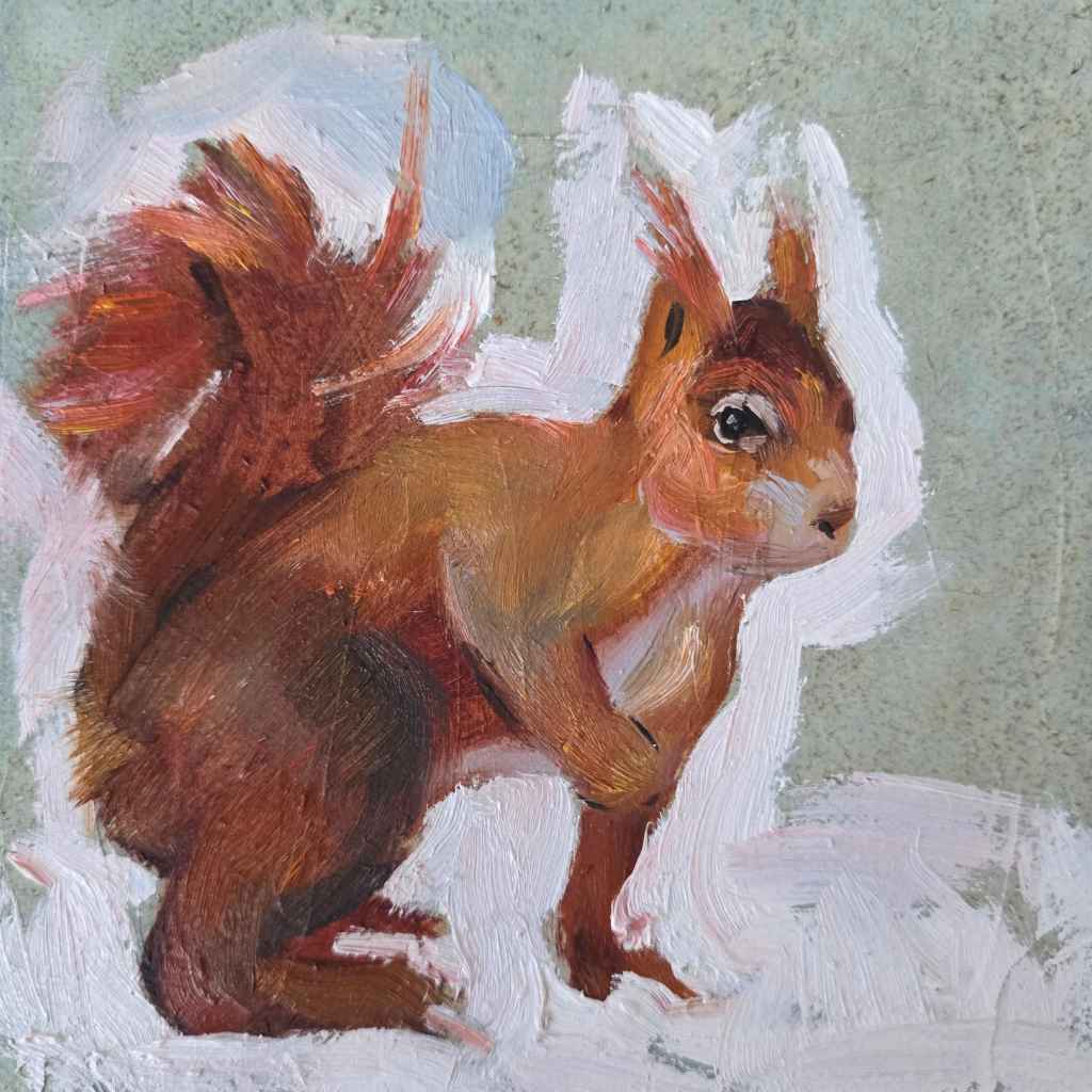Squirrel Oil Painting | Artezaar.com Online Art Gallery Dubai