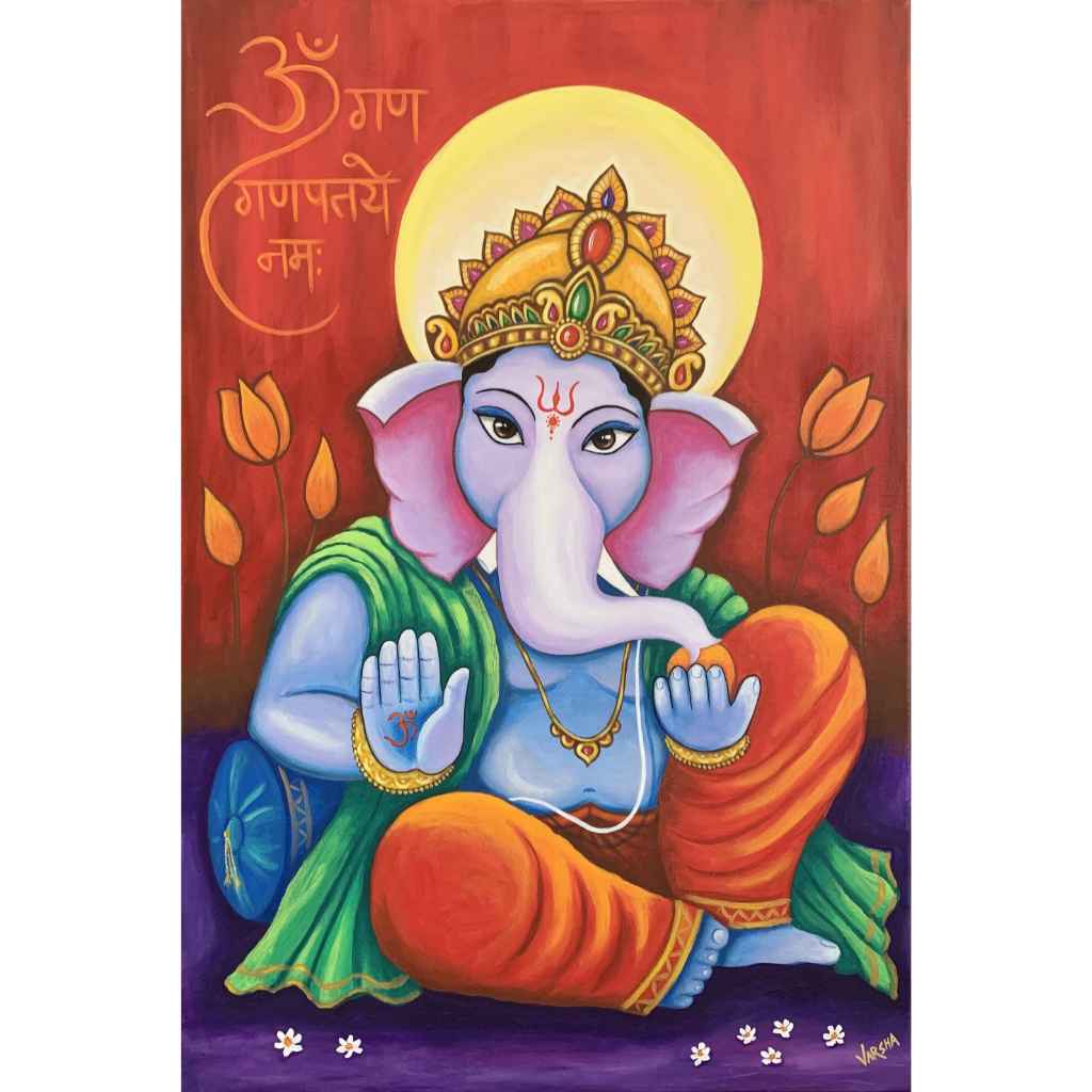 Sumukh Lord Ganesh | Acrylic Painting | Artezaar.com Art Gallery Dubai ...