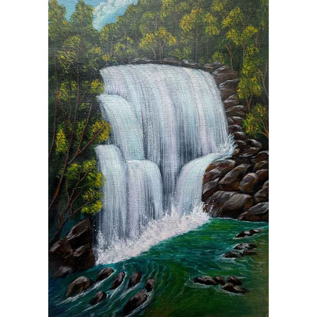The Majestic Waterfalls | Acrylic Painting | Artezaar.com Art Gallery ...