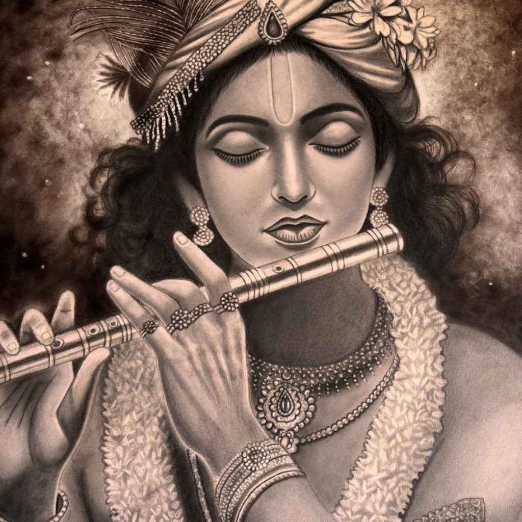 Whispers of the Eternal Flute Sketch | Artezaar.com Online Art Gallery