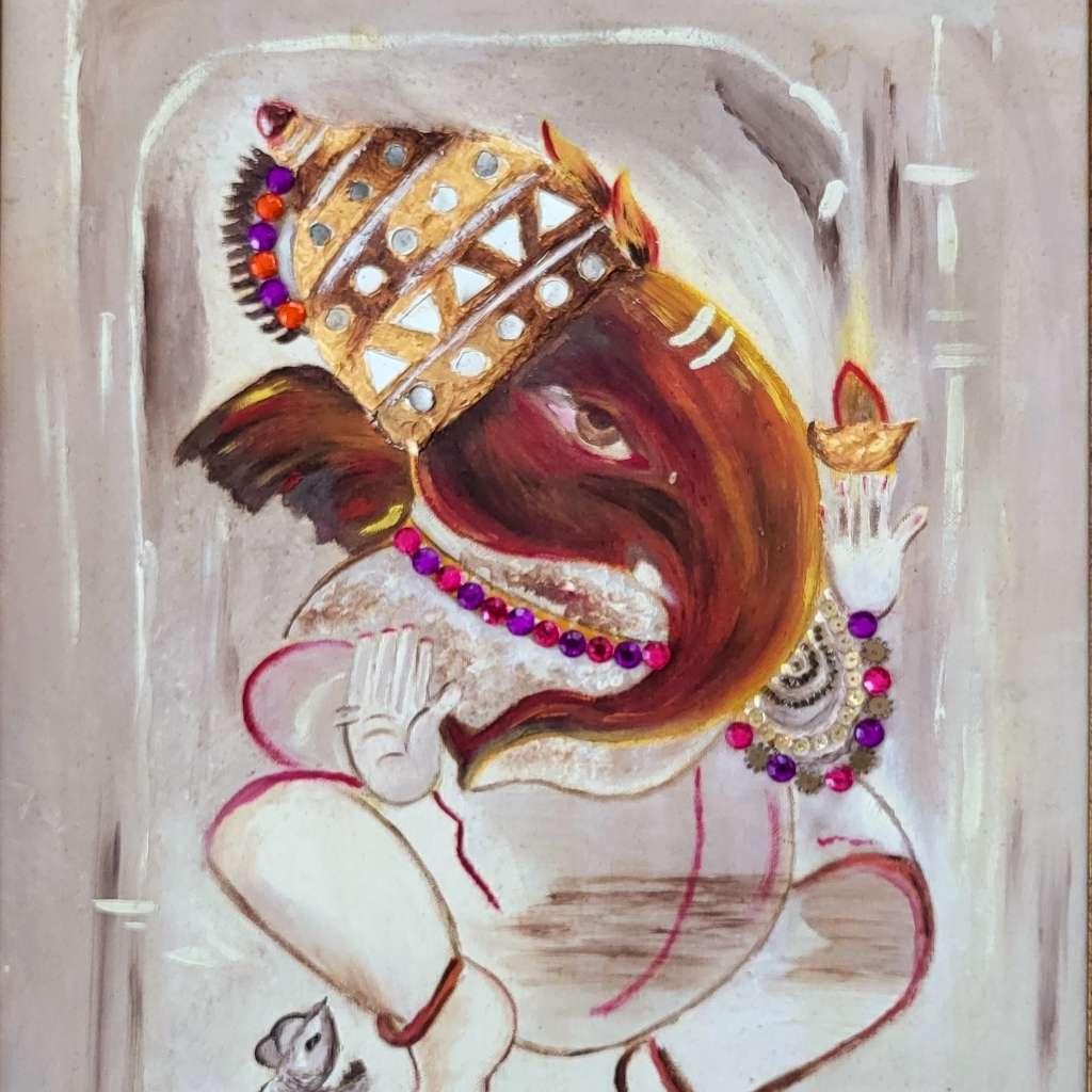 Ashrith | Ganesha Oil Painting | Abstract | Artezaar.com Art Gallery ...