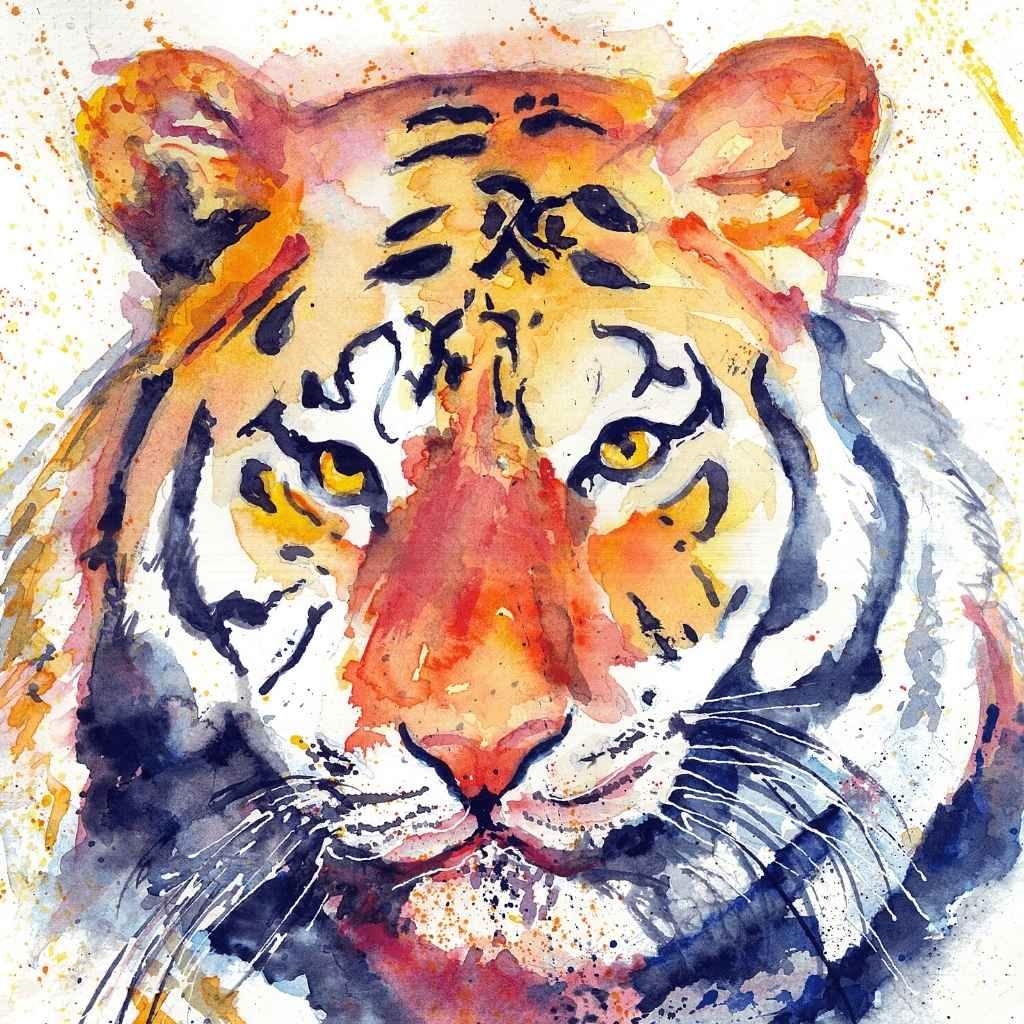 Tiger Watercolor Painting