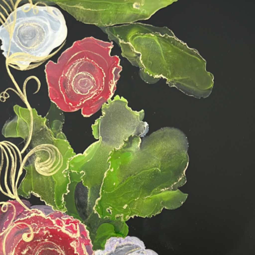 Glowing Roses | Mixed Media Painting | Artezaar.com Art Gallery Dubai ...