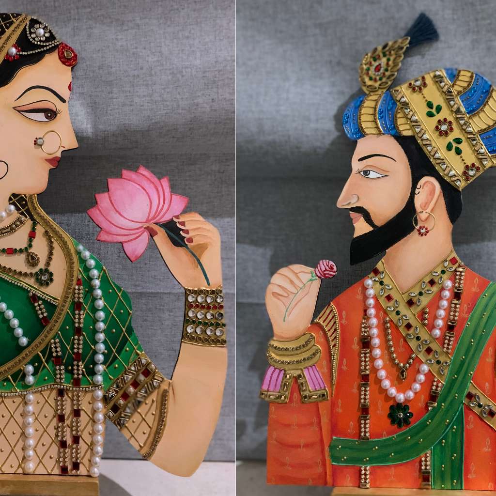 Rani - Raja | Indian Mixed media Painting | Artezaar.com Art Gallery ...