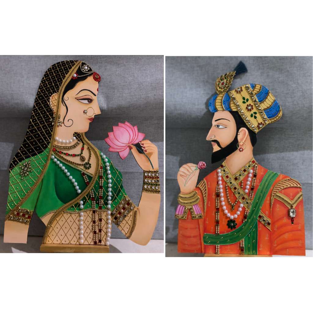 Rani - Raja | Indian Mixed media Painting | Artezaar.com Art Gallery ...