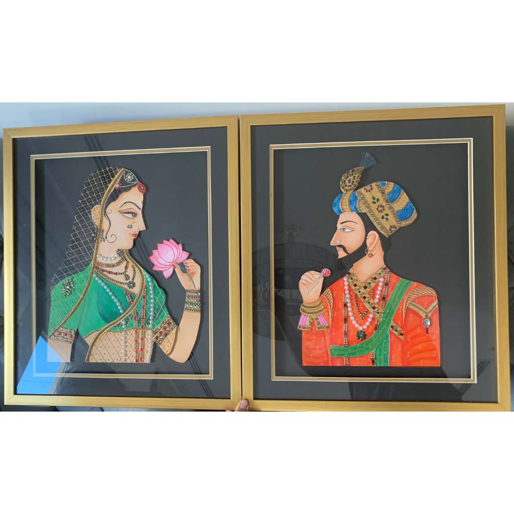 Rani - Raja | Indian Mixed media Painting | Artezaar.com Art Gallery ...