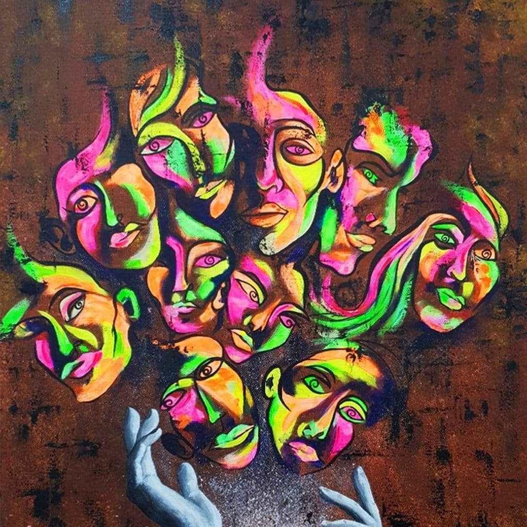 Abstract Acrylic Painting | Faces | Artezaar Online Art Gallery Dubai ...