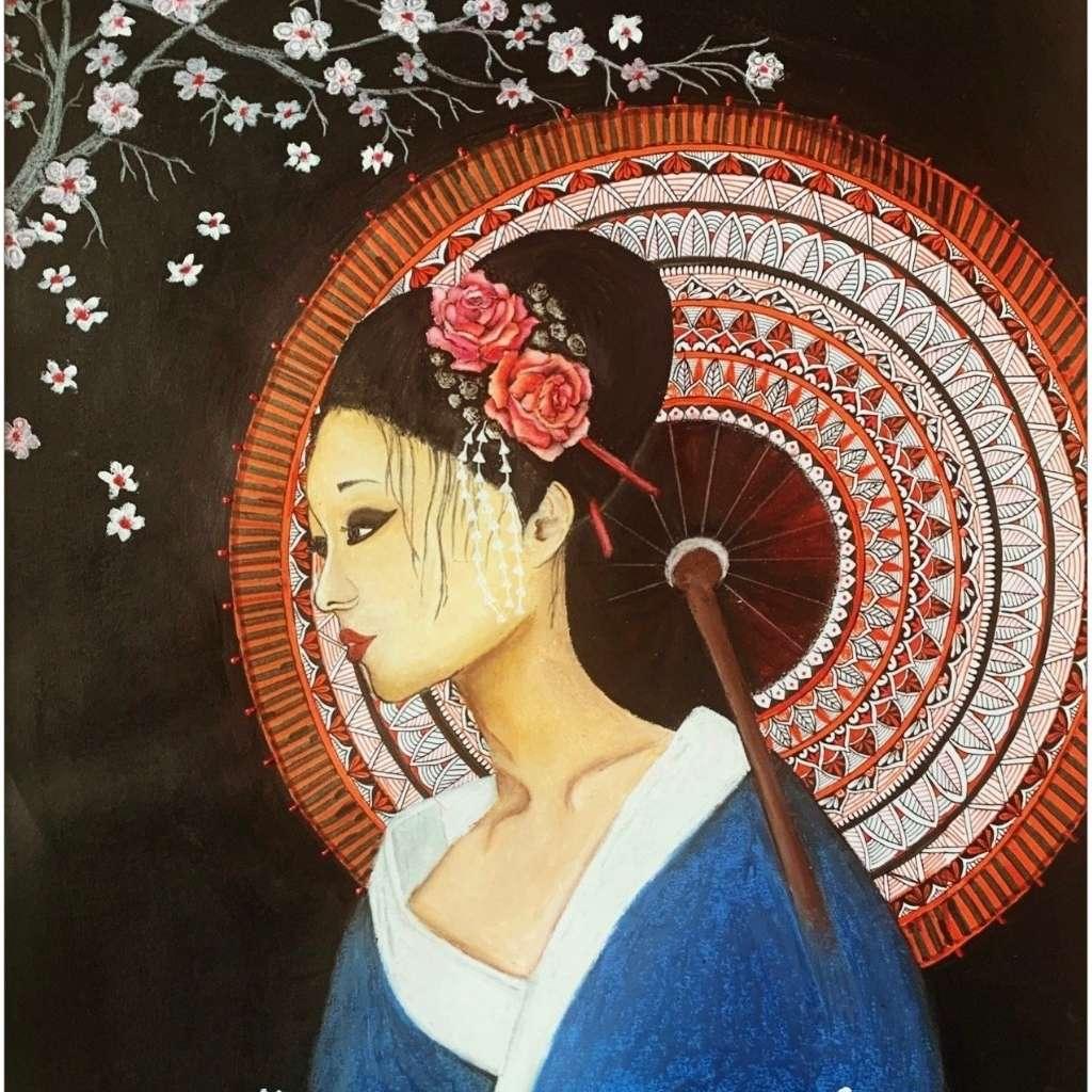 Japanese girl Painting | Artezaar.com Art Gallery – Artezaar.com Online ...