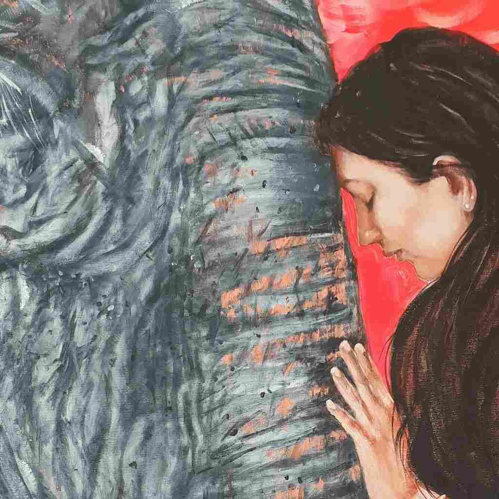 Elephant Painting | The Blessing | Artezaar.com Art Gallery Dubai UAE ...