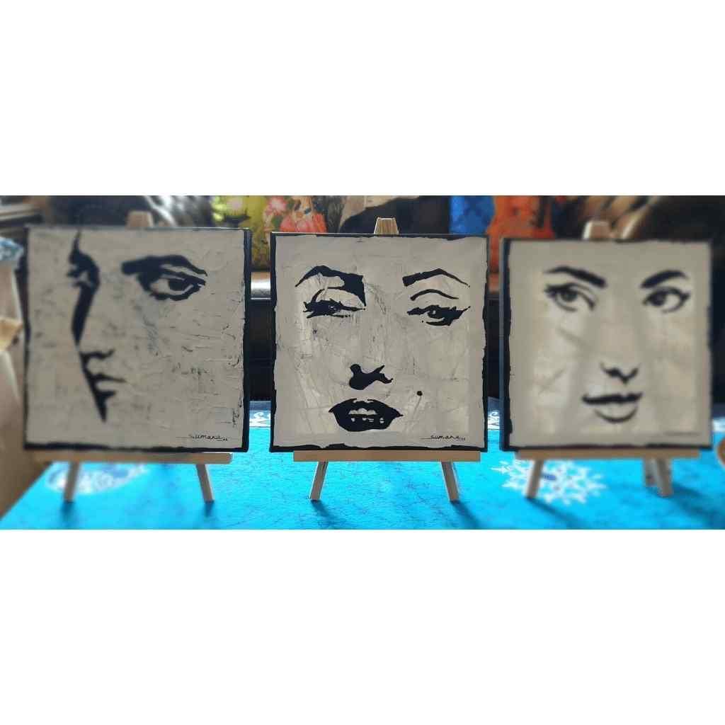 Abstract Acrylic Painting | Three Faces | Artezaar Art Gallery Dubai ...